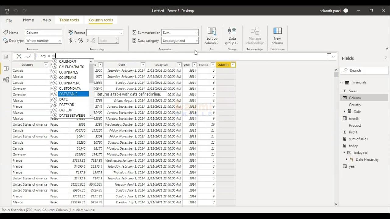 Date and Time DAX Functions In Power BI | DAX Functions in Telugu - YouTube