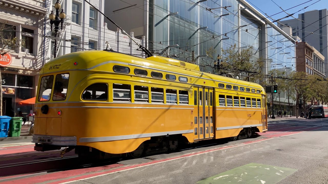 Muni F-Line Streetcar 1052 Los Angeles @ Market St & 5th St San ...
