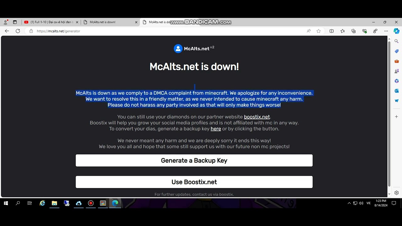omg mcalts is down! - YouTube