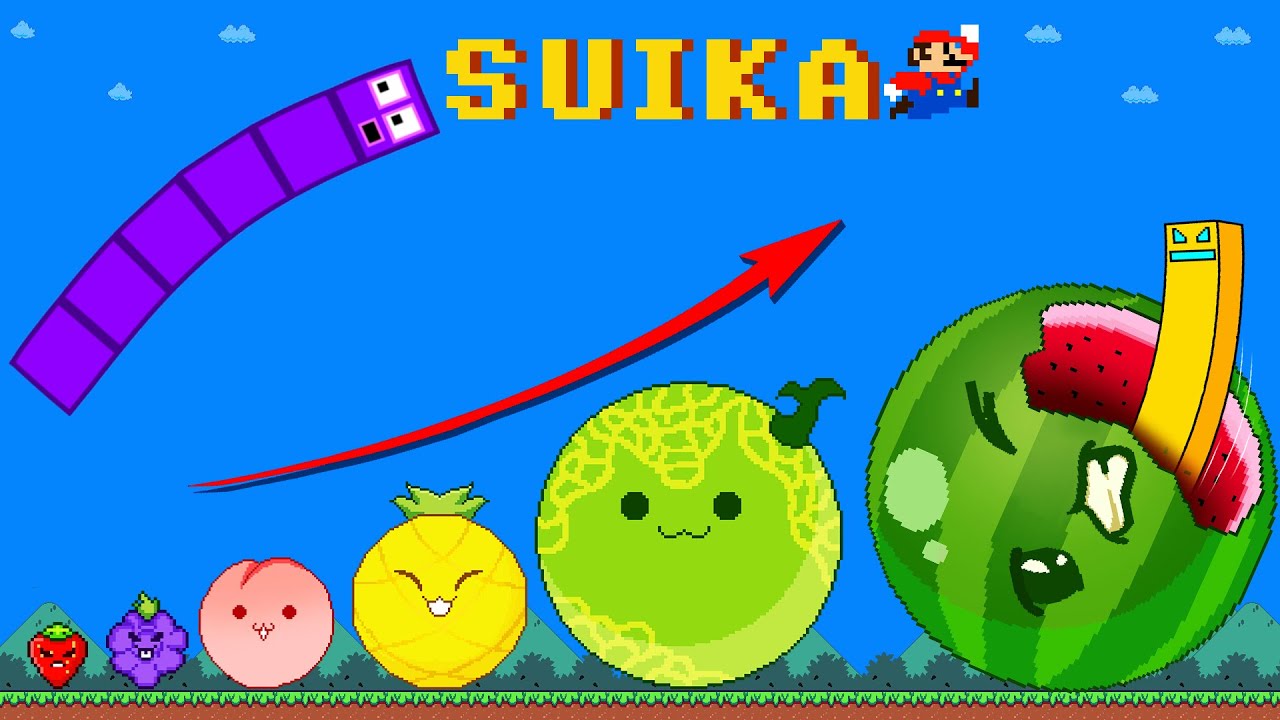 Mario vs Geometry Snake ESCAPE the EVOLUTION of Suika | GM Animation ...