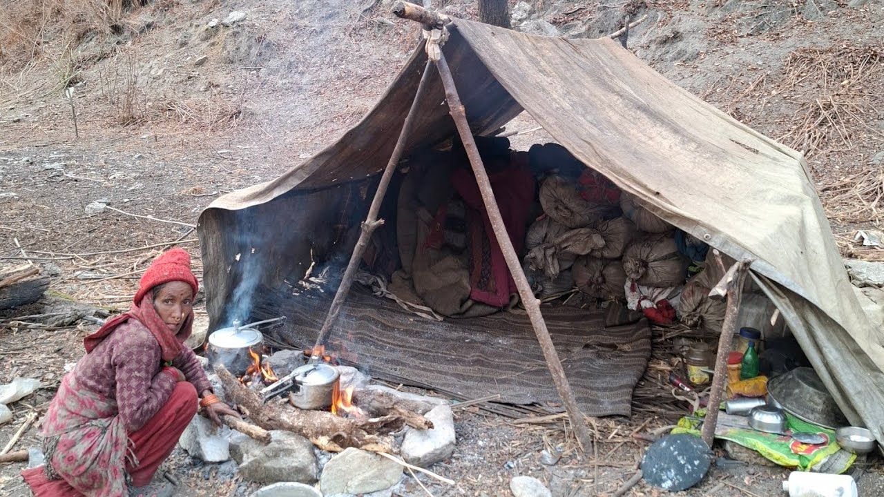 Himalayan Sheep Shepherd Life in Winter | Shepherd Food Cooking ...