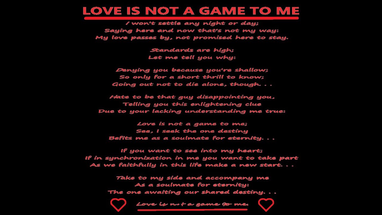 "Love Is Not A Game To Me" in pure 🎵Vocals🎵 as 🎙Sung🎙 by the Author ...