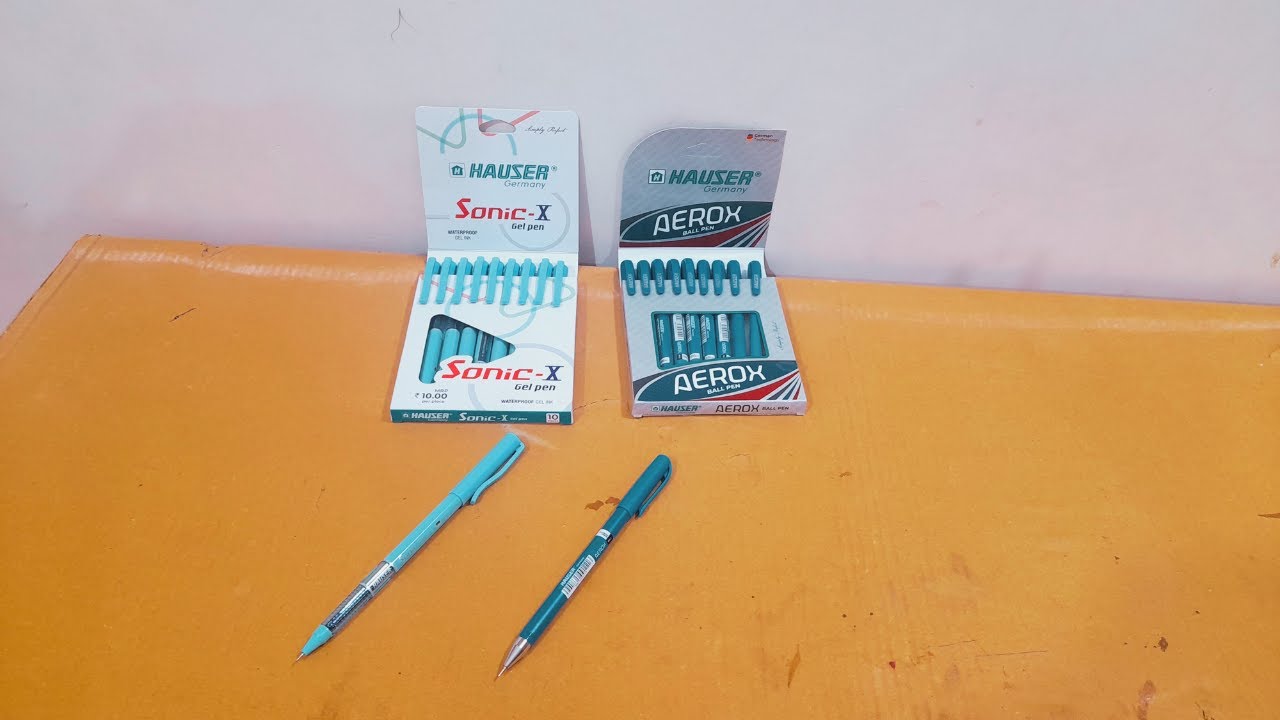 Unboxing and Review of hauser aerox ball pen and hauser sonic x gel pen ...
