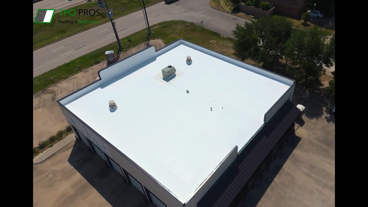 Tpo Roof Overlay and new Standing Seam Metal Awning - Houston Tx. - YouTube