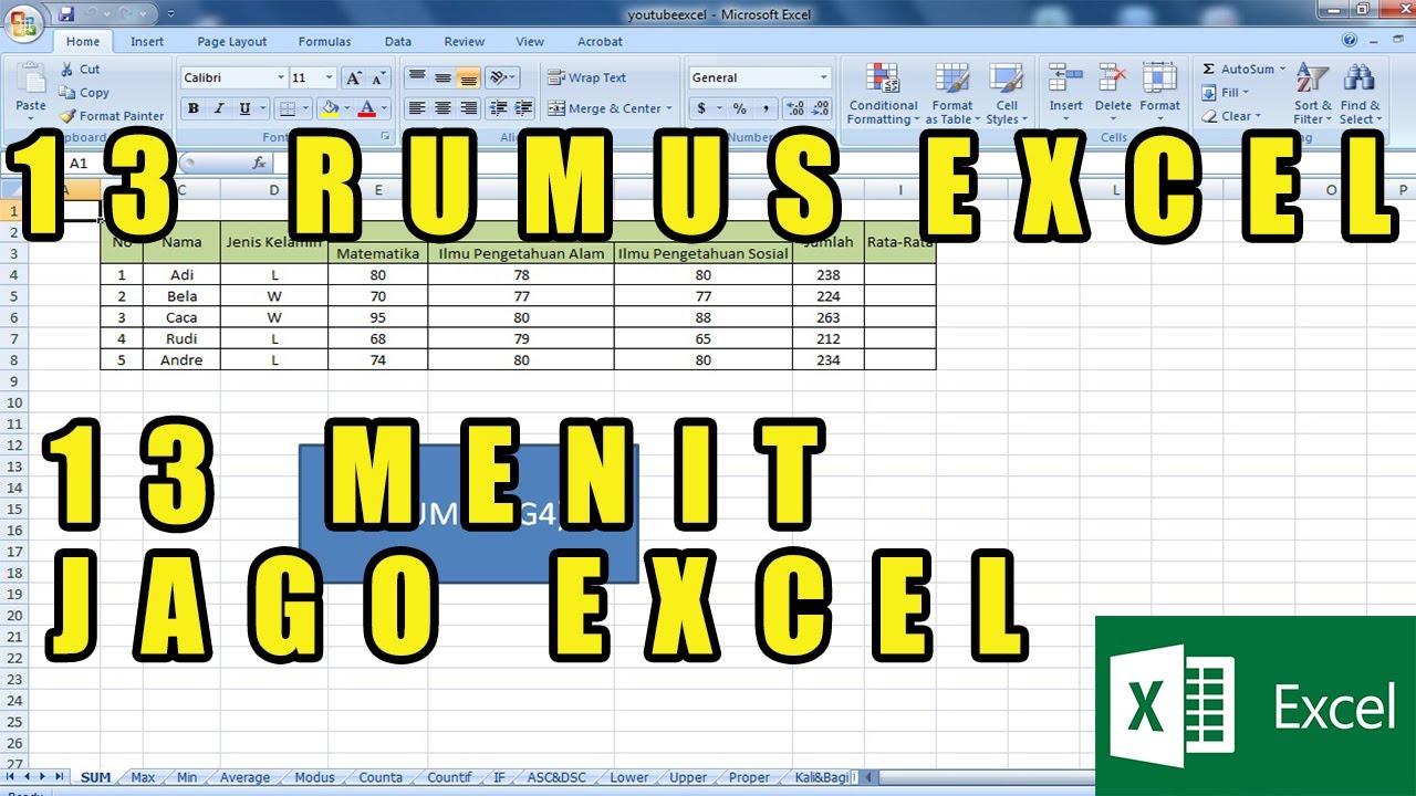 13 Rumus Excel untuk TES Admin Kantor - YouTube