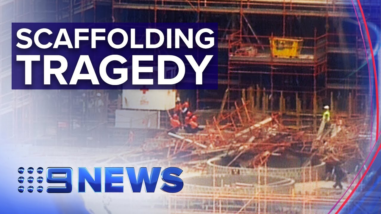 Major scaffolding collapse kills worker | Nine News Australia - YouTube