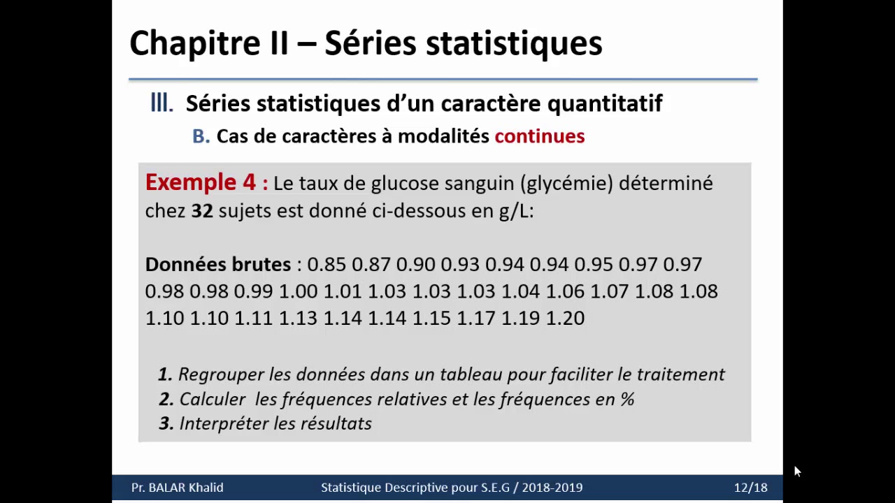 Statistique descriptive / Chapitre II : Séries statistiques (Cours ...