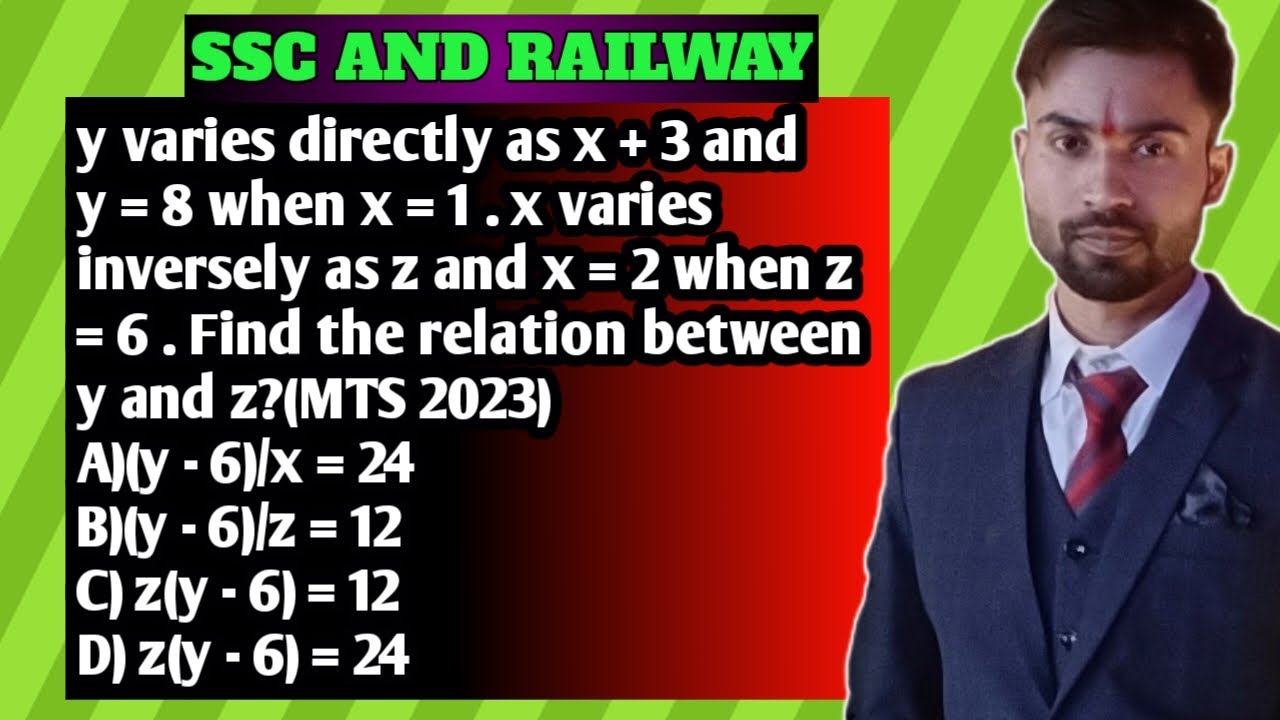 y varies directly as x + 3 and y = 8 when x = 1 x varies inversely as z ...