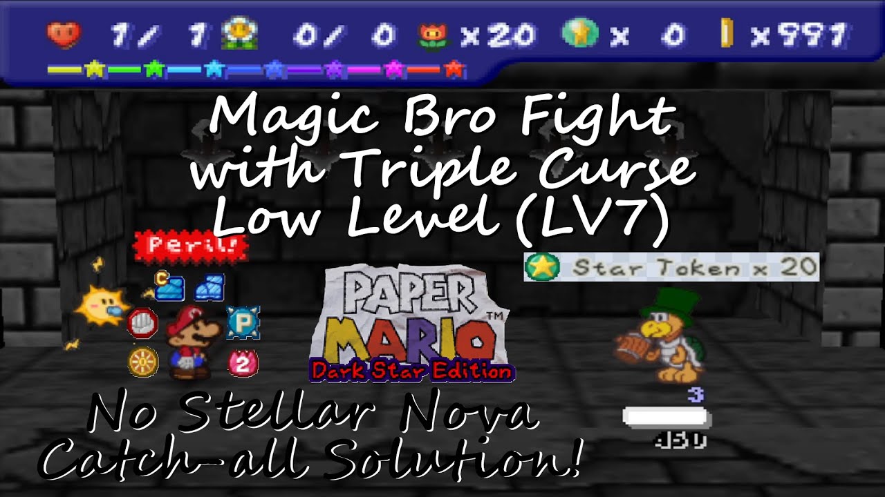 Paper Mario Dark Star Edition: Magic Bro Fight with Triple Curse, Low ...
