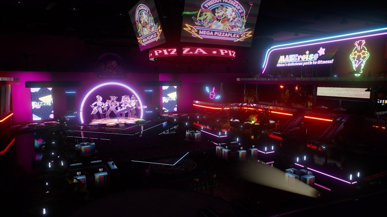 The Pizzaplex in Night Mode full exploration (All areas) - Five Nights ...