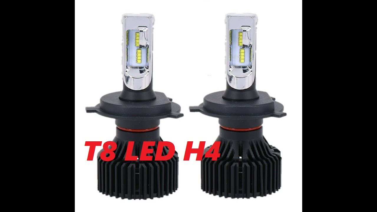 T8 Led H4 6000K с активно охлаждане - Рефлекторен фар къси и дълги ...