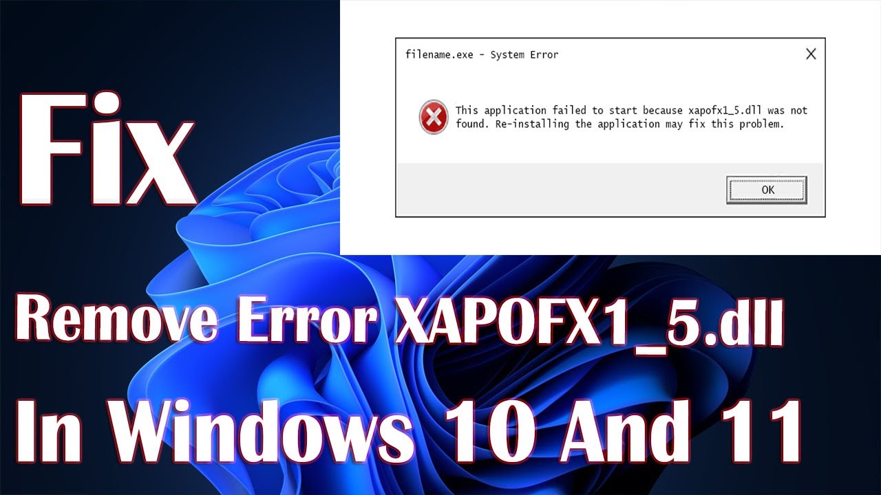 Remove Error XAPOFX1 5 dll In Windows 11 How To Fix YouTube Remove Error XAPOFX1 5 dll In Windows 11 How To Fix YouTube