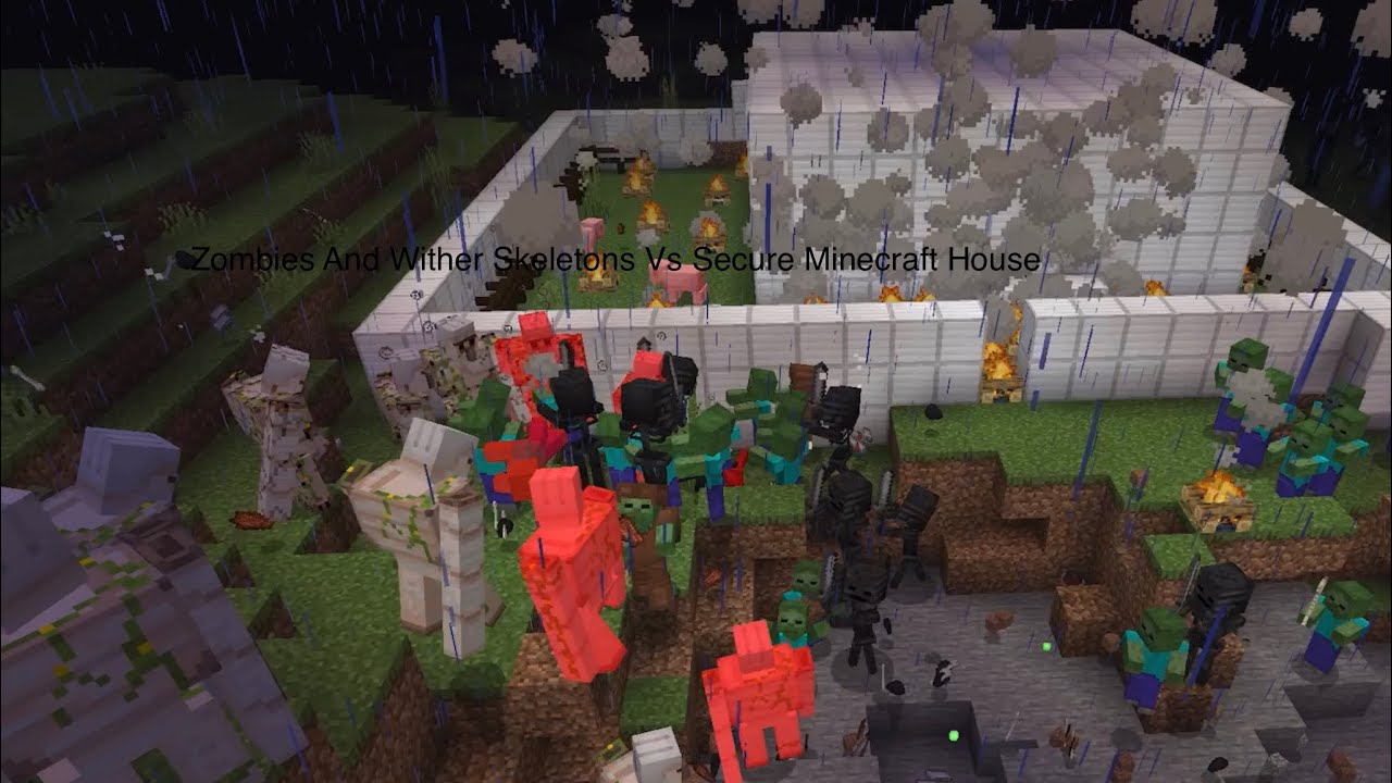 Zombies And Wither Skeletons Vs Secure Minecraft House - YouTube