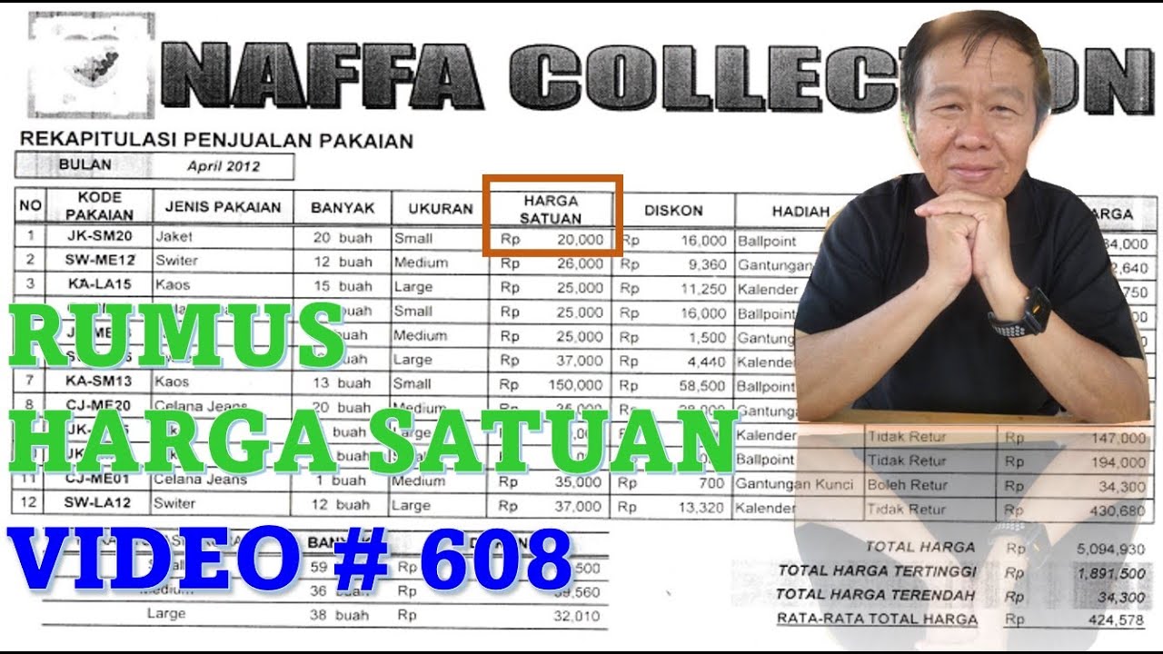 MEMBUAT RUMUS HARGA SATUAN SS011A – NAFFA COLLECTION (By : Pak Santo) #SS011A, #CLCP - YouTube