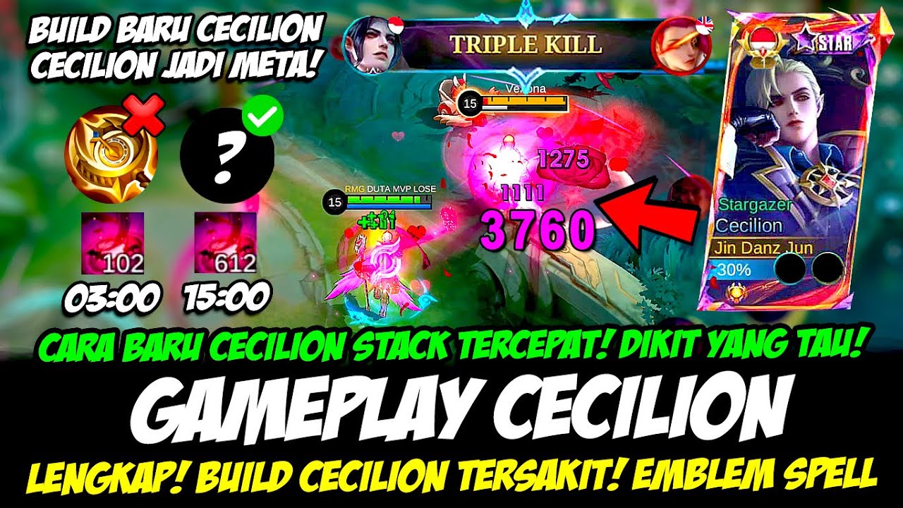 CARA BARU CECILION STACK CEPAT + CECILION 1 HIT BUILD CECILION TERSAKIT ...