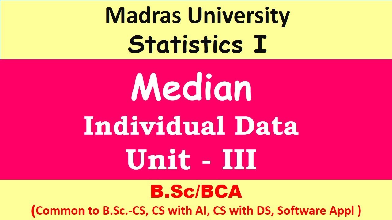 Median Individual data || Statistics 1 || Madras University - YouTube