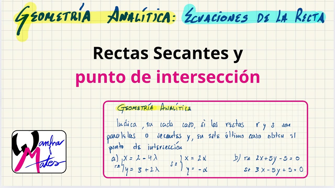 Rectas secantes y punto de intersección - YouTube