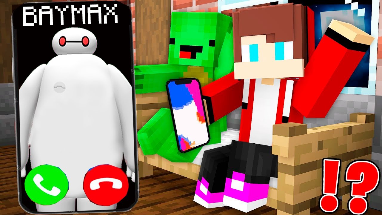 How Scary BAYMAX Called JJ and Mikey at Night in Minecraft ? - Maizen ...