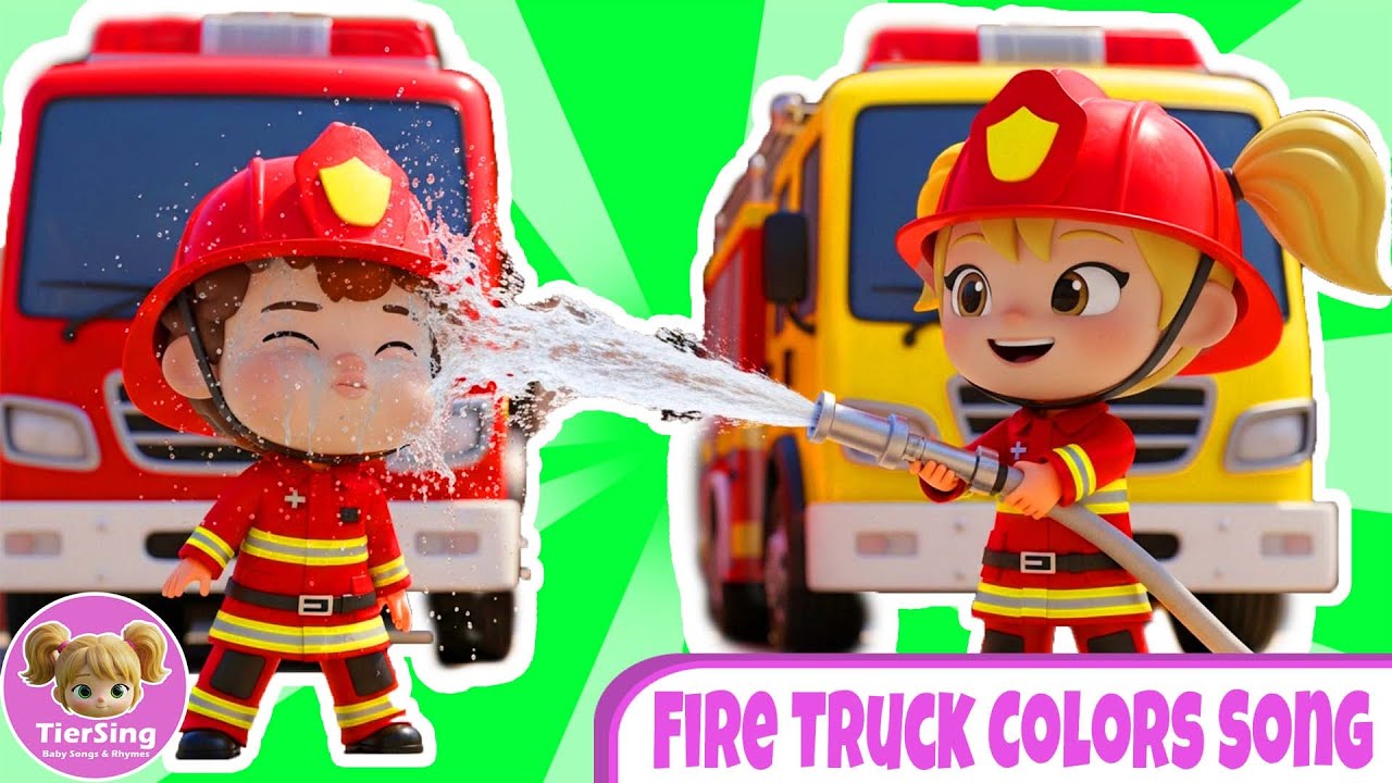 Fire Truck Colors Song | Red, Blue, Green & Yellow Fire Engines for ...