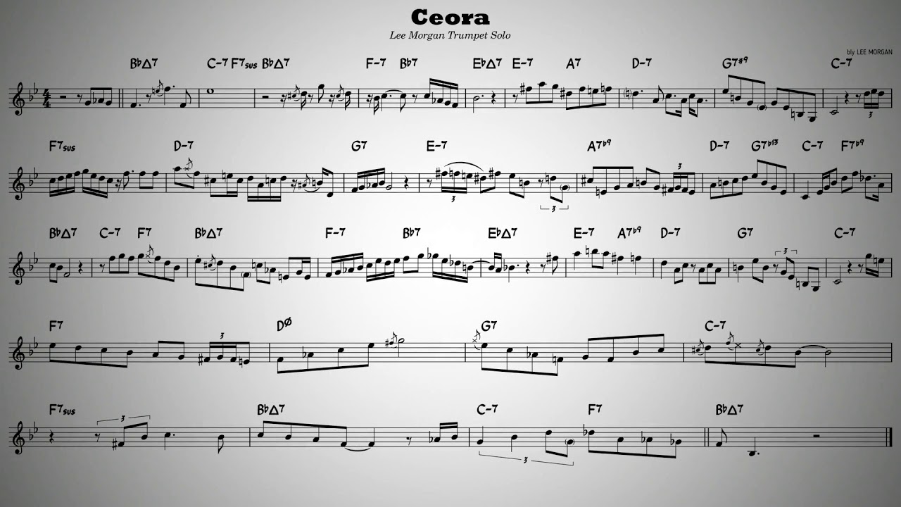 Ceora - Lee Morgan Trumpet Solo - Play along - Bb Instruments - YouTube