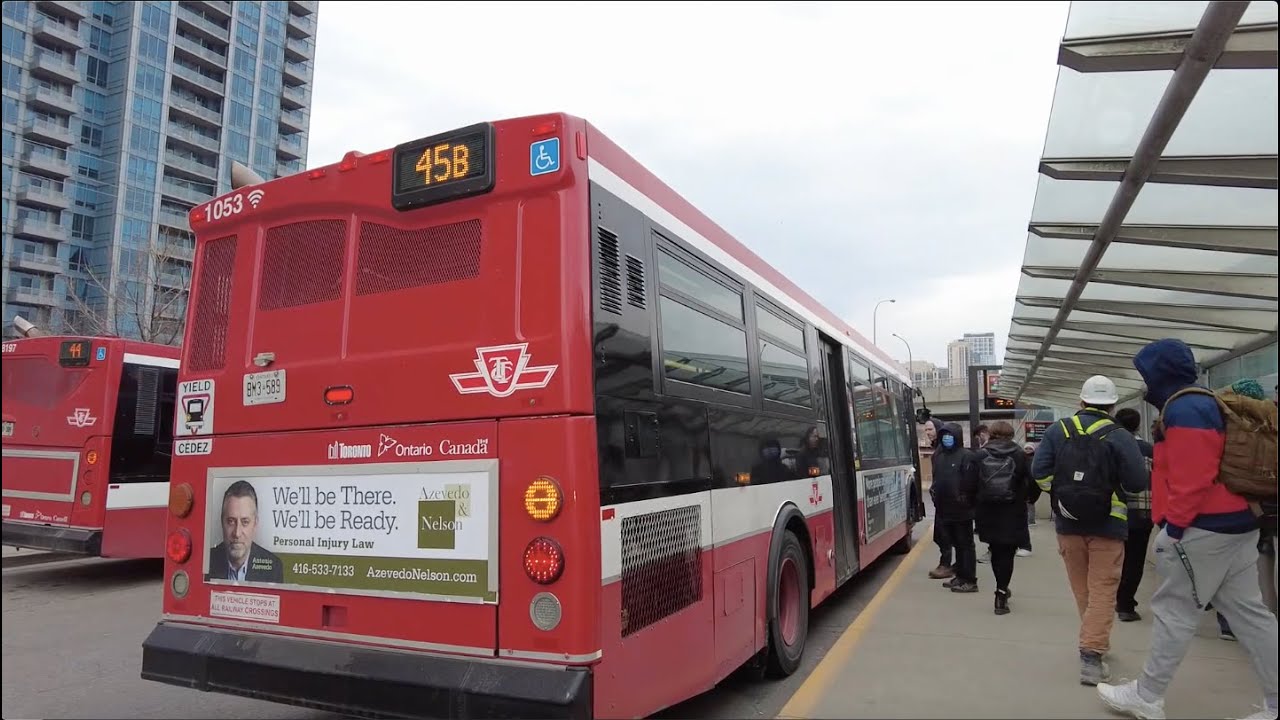 TTC 45B Kipling Bus Ride #1053 from Kipling Stn to Carlingview ...
