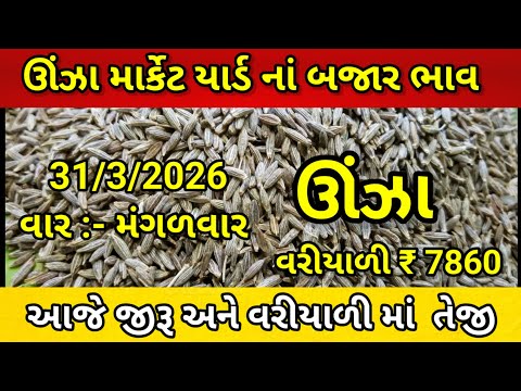 ઉંઝા ના બજાર ભાવ |aaj na Unjha Bajar Bhav | unja na bhav |#jeera #variyali #cumin