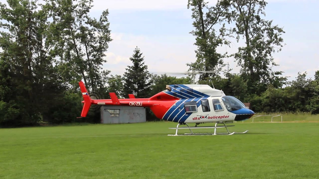 Odlet Bell 206 L4T Alfa Helicopter - YouTube