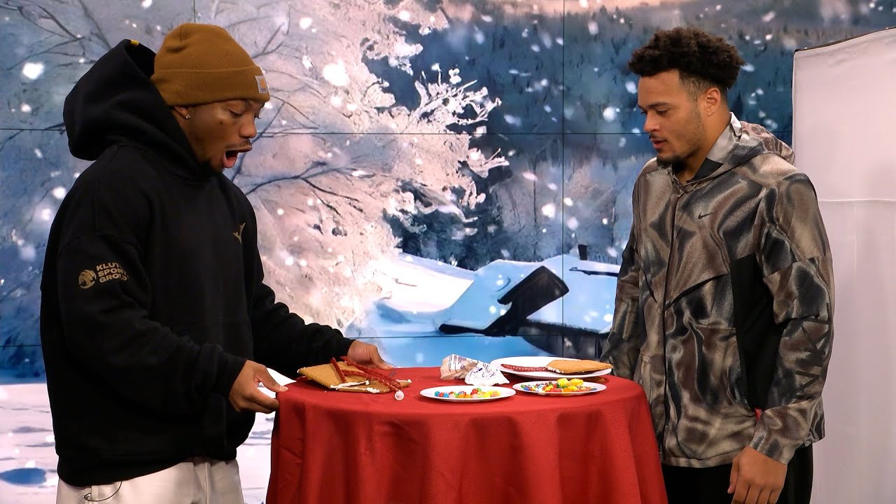 Bijan Robinson and Tyler Allgeier face off in a gingerbread house ...