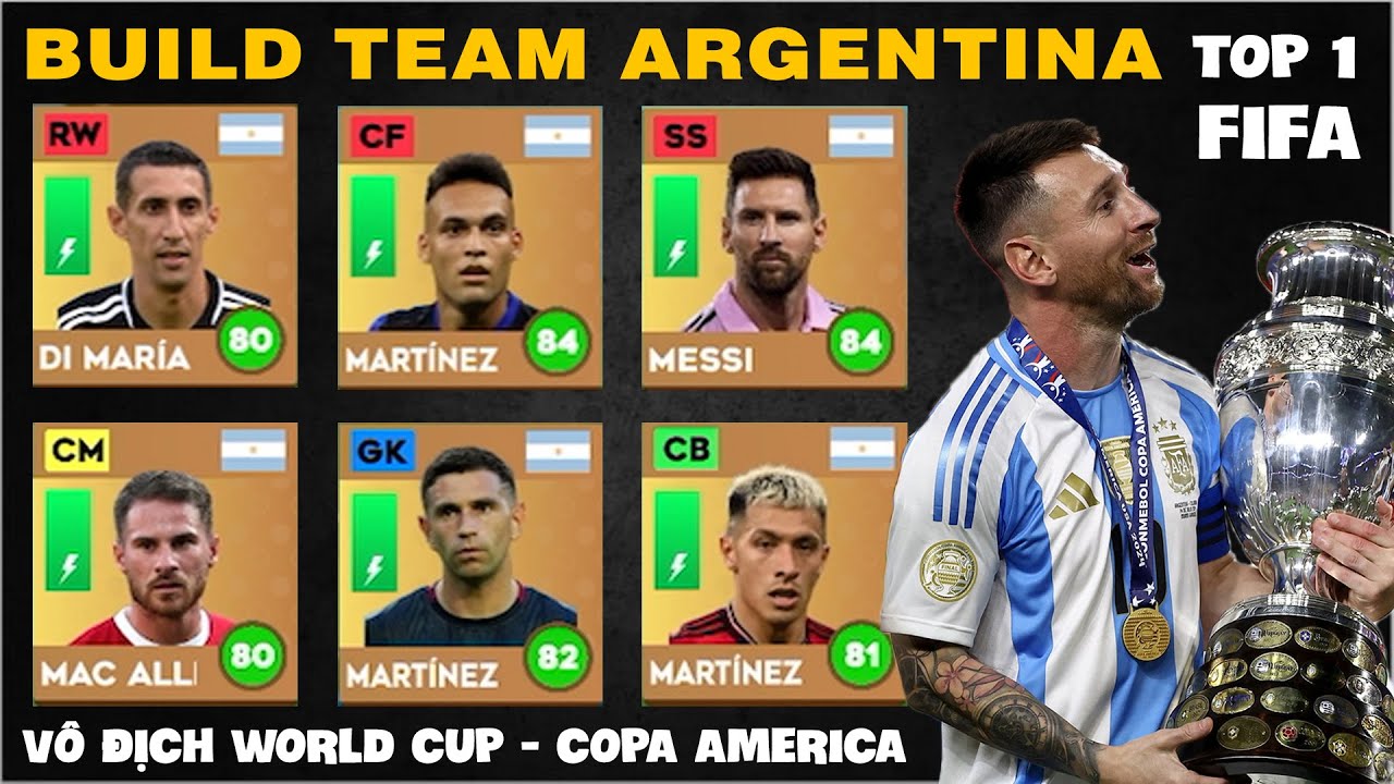 DLS 24 | Build team TOP 1 FIFA | Đội hình Argentina vô địch World Cup ...