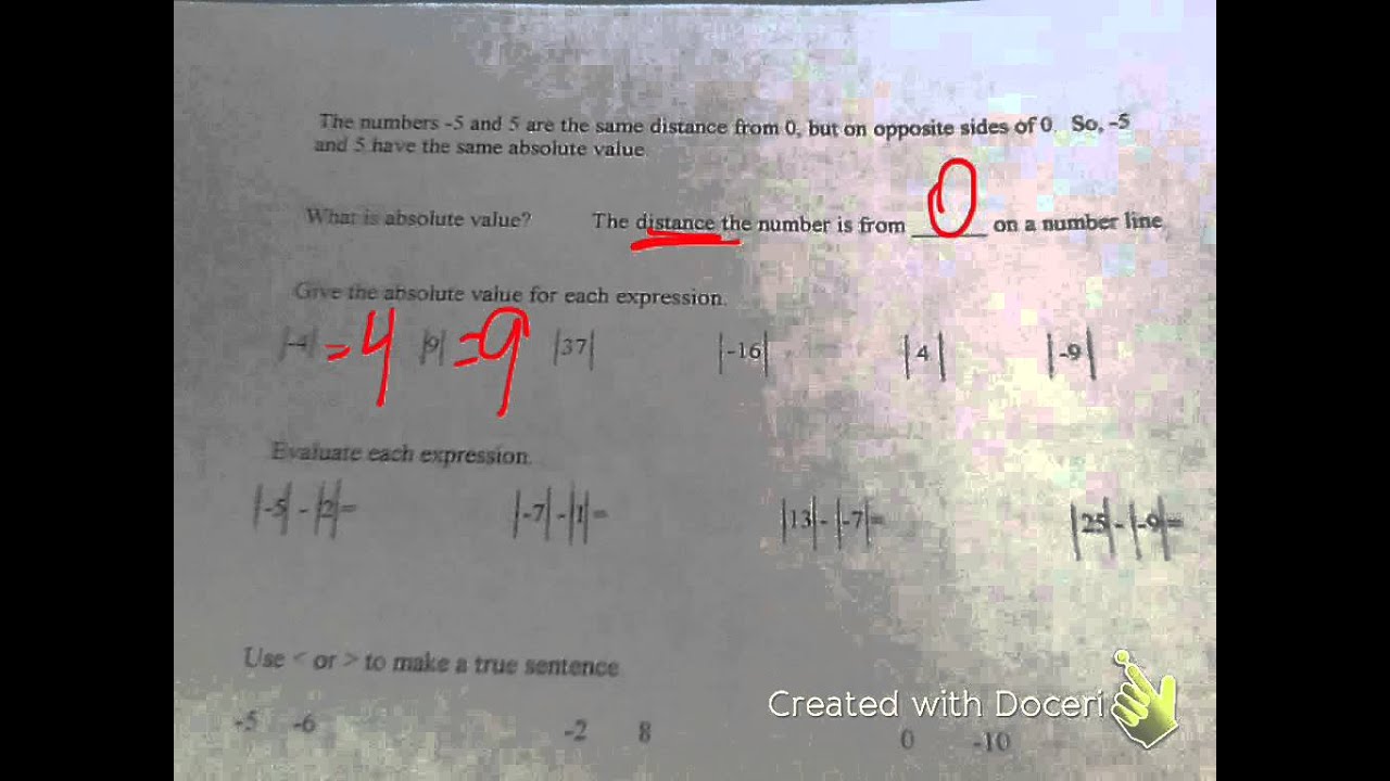 1.06 intro to integers notes math7/7p - YouTube