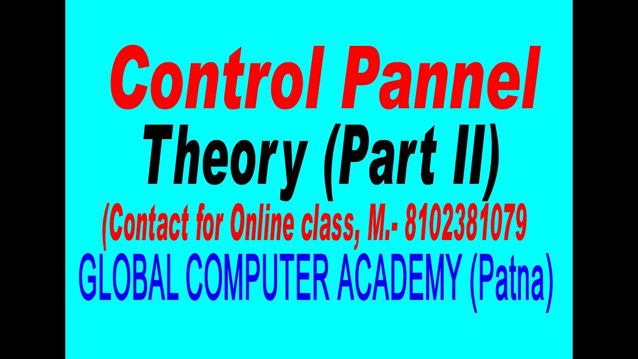 control pannel theory part II - YouTube