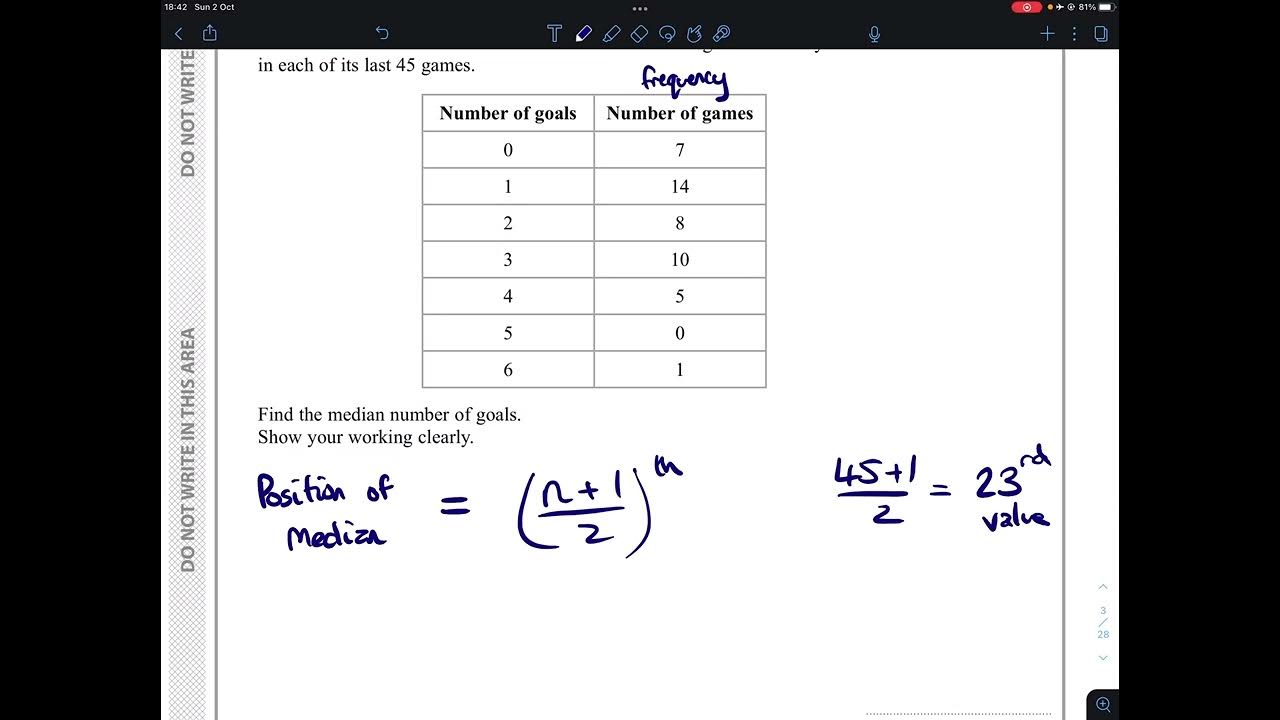 2017 01 4H IGCSE Edexcel Higher Old Spec Question 01 Frequency Table Median Discrete Data - YouTube