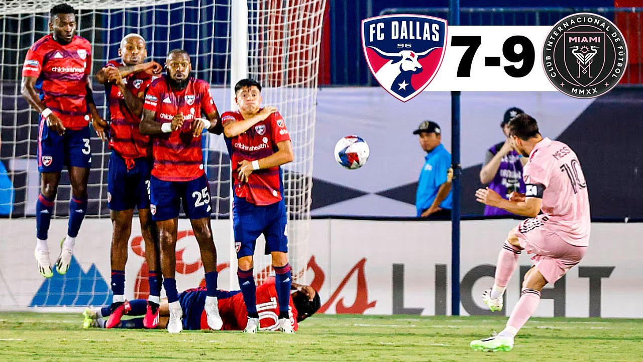 Leo Messi vs FC Dallas 4-4 (5-3) Highlights and Goals | FREEKICK GOAL ...