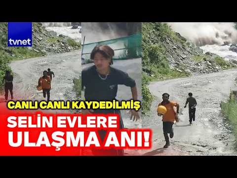 Nepal'de insanların selden kaçış anı canlı canlı kaydedilmiş!