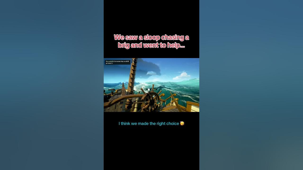 We saw a brig getting chased by a sloop and decided to help 🤭 #seaofthieves #gamers #videogames ...