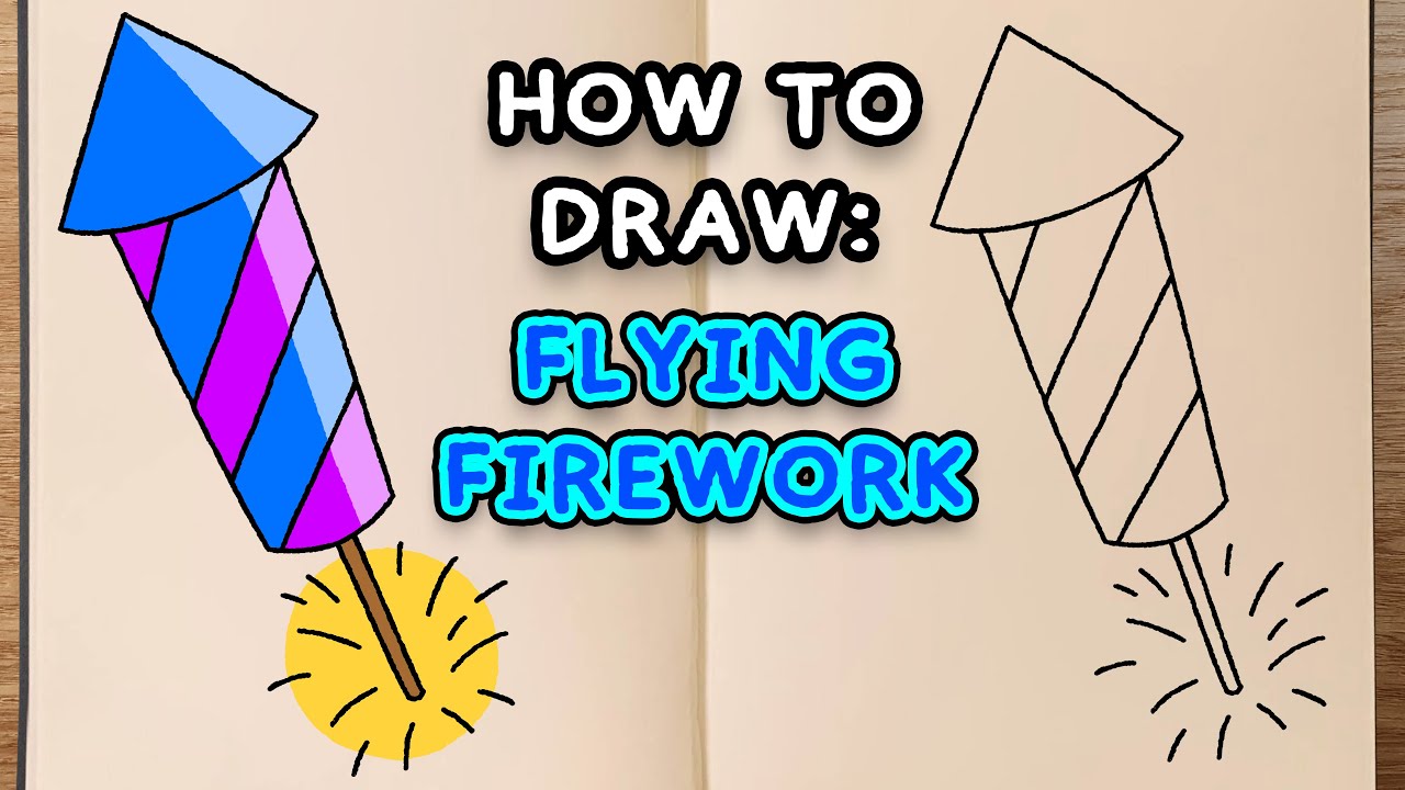How to draw and colour! NEW YEAR'S FIREWORK (easy step-by-step tutorial ...