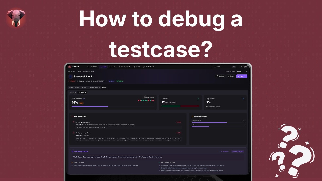 How to debug testcase failure in supatest | Debugging failures ...