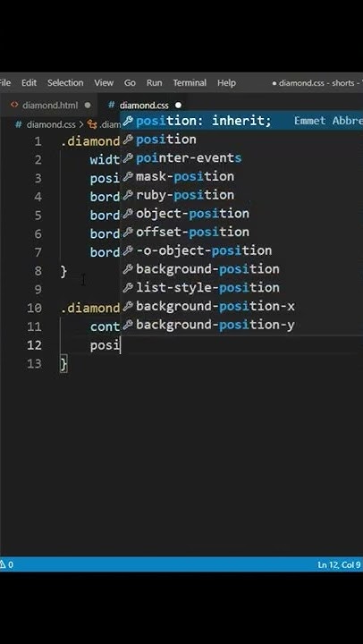 Diamond creation | HTML and CSS Tutorial using VSCode editor 2022 # ...