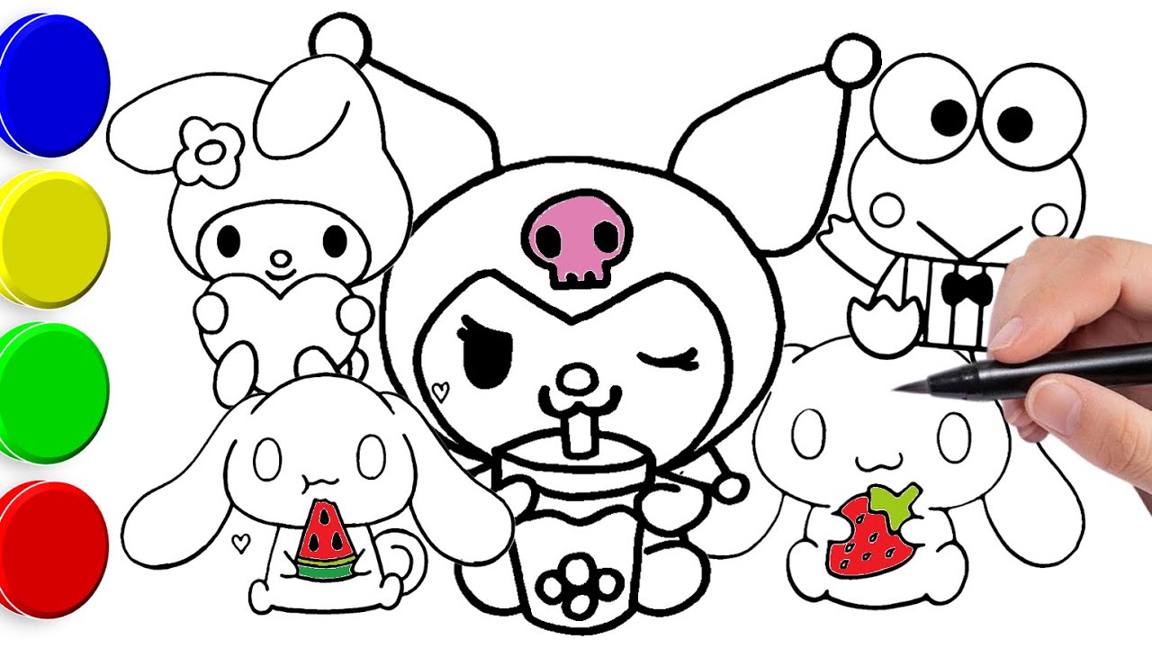 menggambar karakter sanrio kuromi 🥤🍓🍉 ️ | drawing sanrio characters ...
