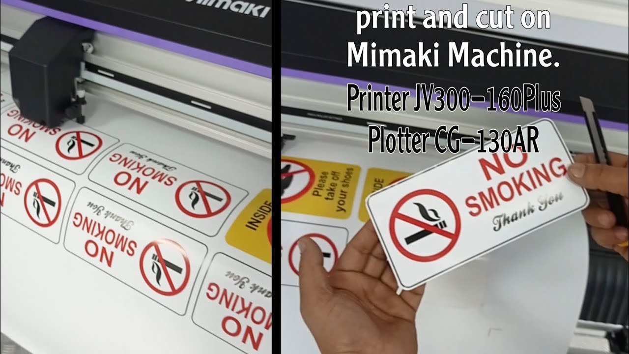 Mimaki Printer JV300-160Plus And Plotter Mimaki CG-130AR Printing And Sensor Mark Detection ...