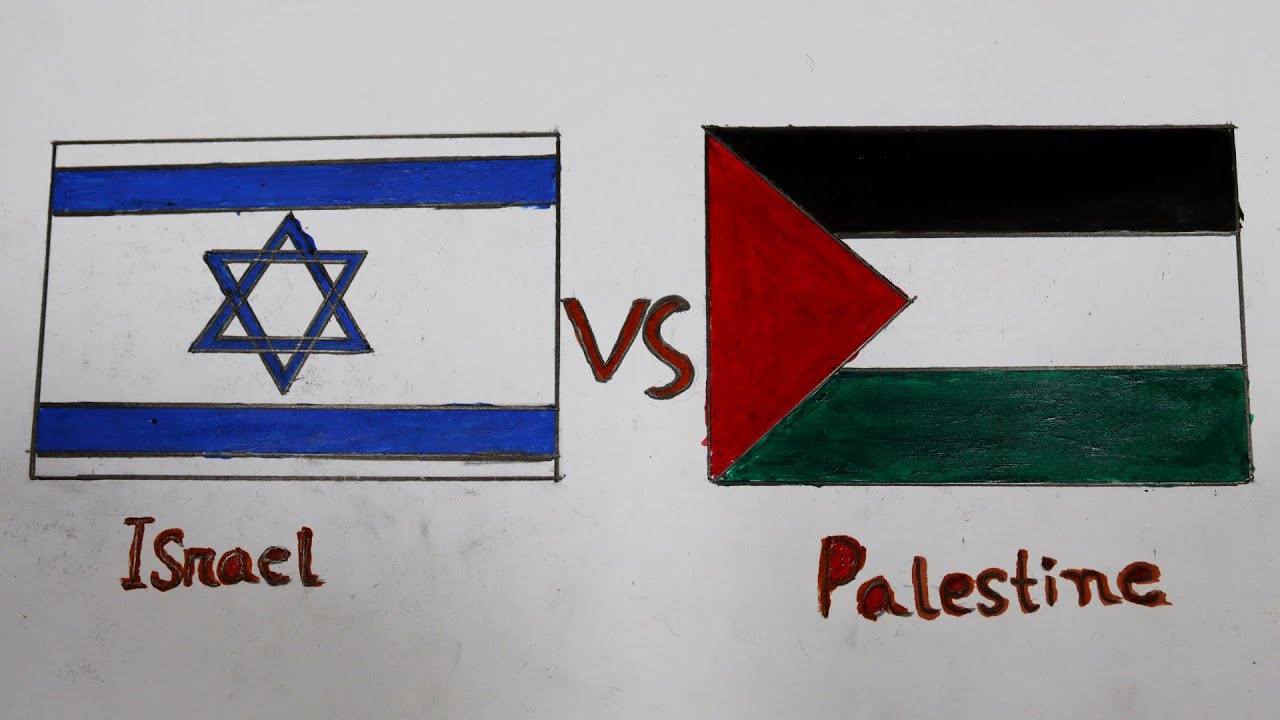 Palestine vs Israel Flag Drawing 🌿 Israel Palestine Conflict Flag ...