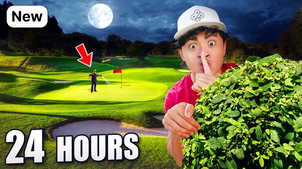 24 HOUR OVERNIGHT CHALLENGE on GOLF COURSE *CAUGHT?!* - YouTube