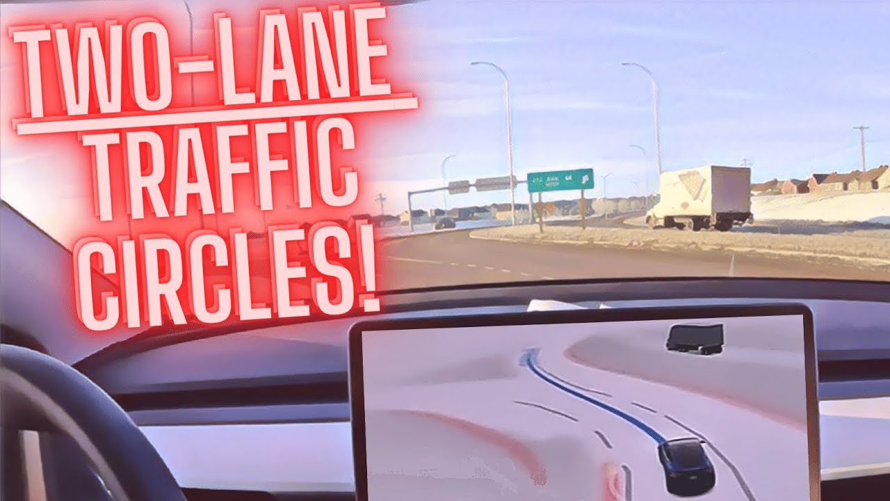 Tesla Self Driving TWO Lane Traffic CIRCLE! | FSD Beta 10.69.25.1 - YouTube