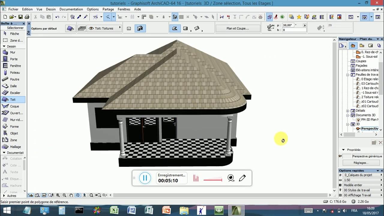 Archicad : Tutorial Formation ( la toiture ) - YouTube