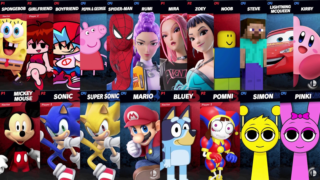 NEW Sonic vs Mario vs Minecraft vs Roblox vs Car vs Peppa vs Spider-Man ...