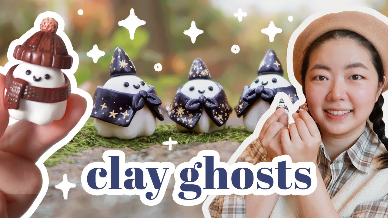 👻 making miniature clay ghosts autumn & wizard ghost ⭐️ YeppenTube ⭐️ - YouTube