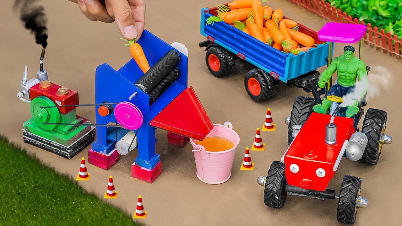 diy tractor Carrot Juice Machine mini science project | Farming ...