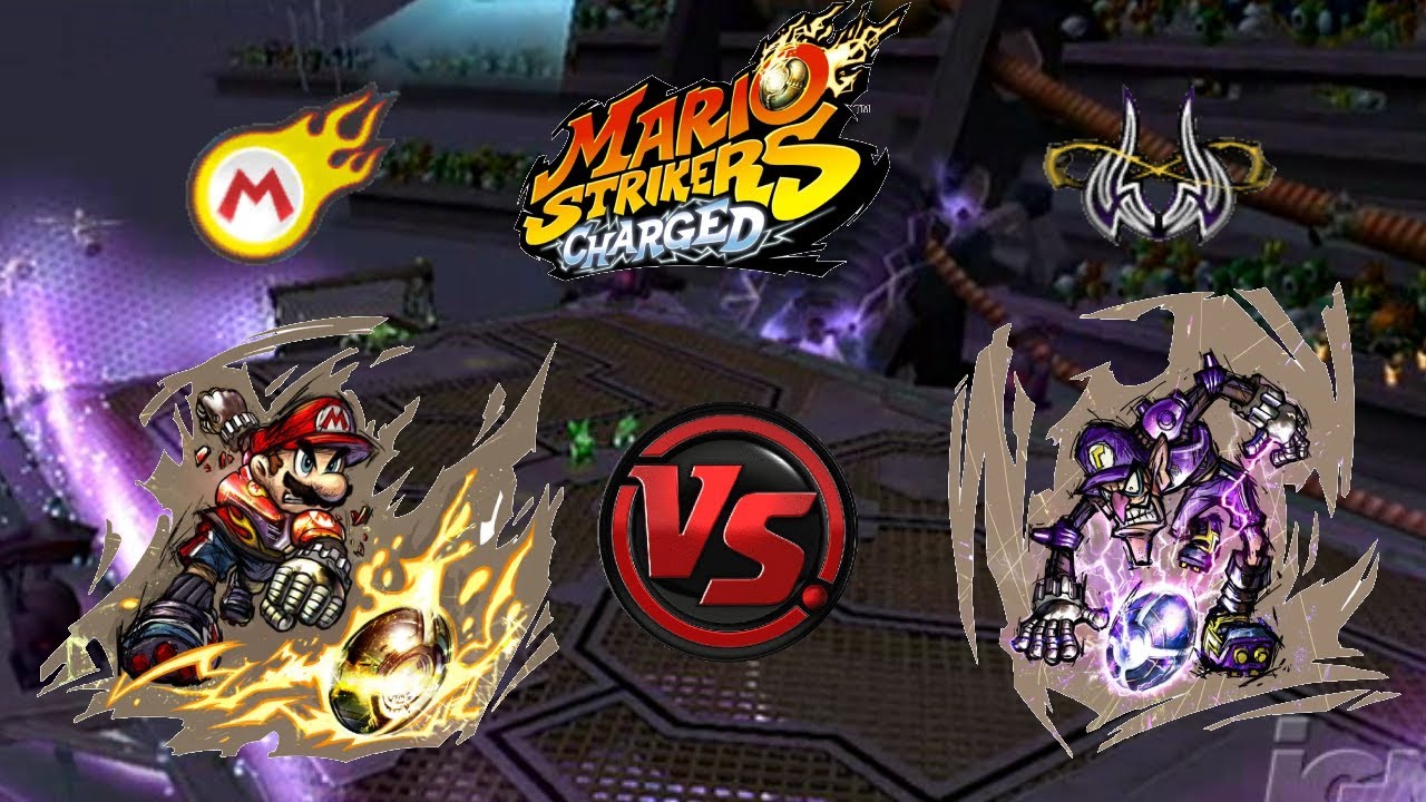 Mario Strikers Charged: Mario vs Waluigi [Stormship Stadium] - YouTube