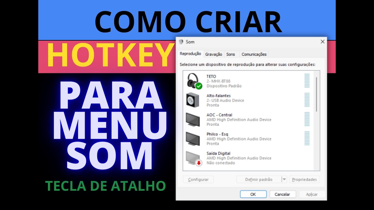 TUTORIAL - Como Criar Hotkey ''ATALHO'' para o Menu SOM da Barra de Tarefas no Windows 10 ou 11 ...