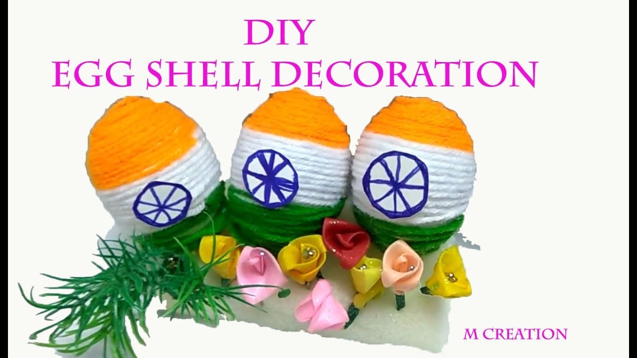 do it yourself egg shell decoration/tricolor egg shell decoration - YouTube